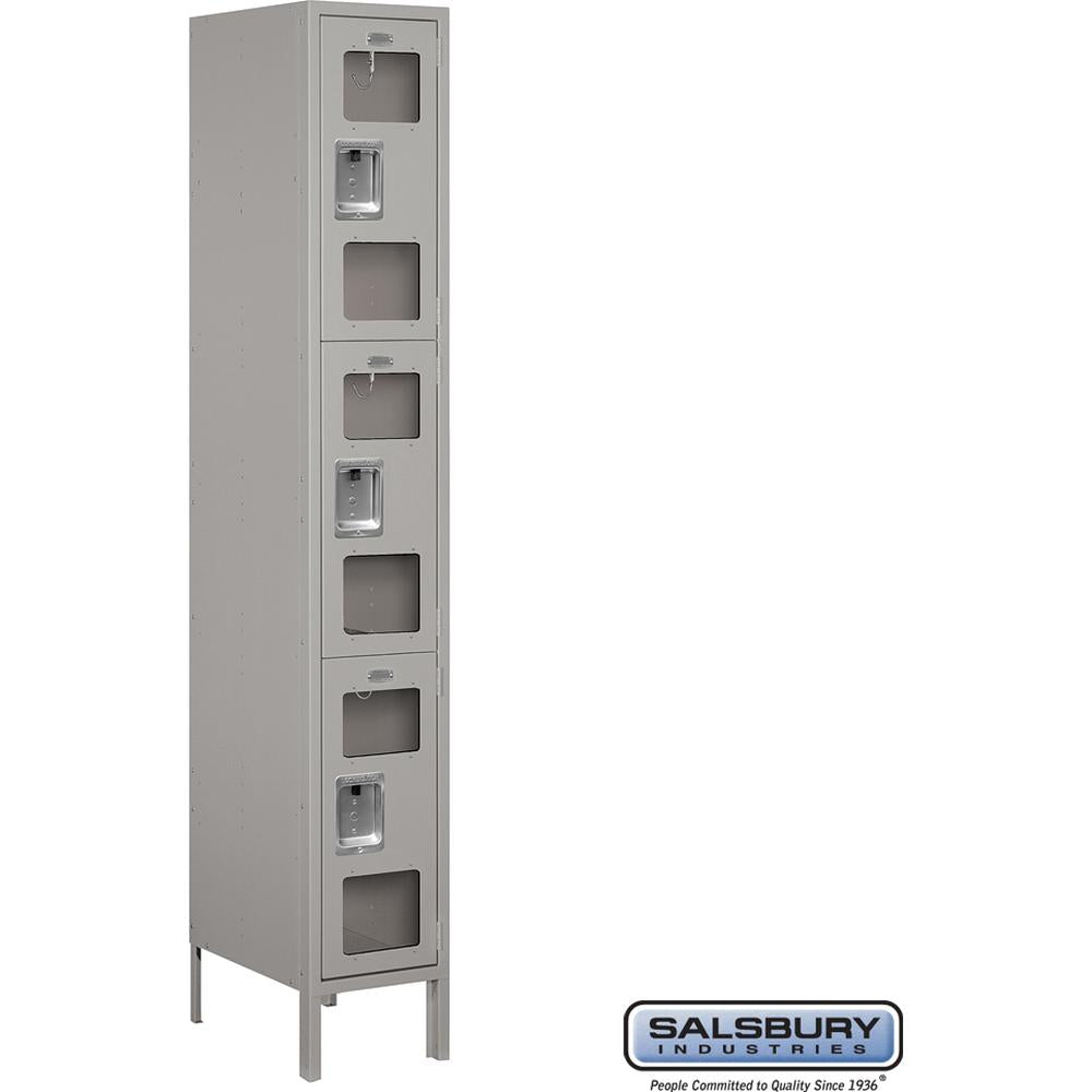 Salsbury 12" Wide Triple Tier See-Through Metal Locker - 1 Wide - 6 ...