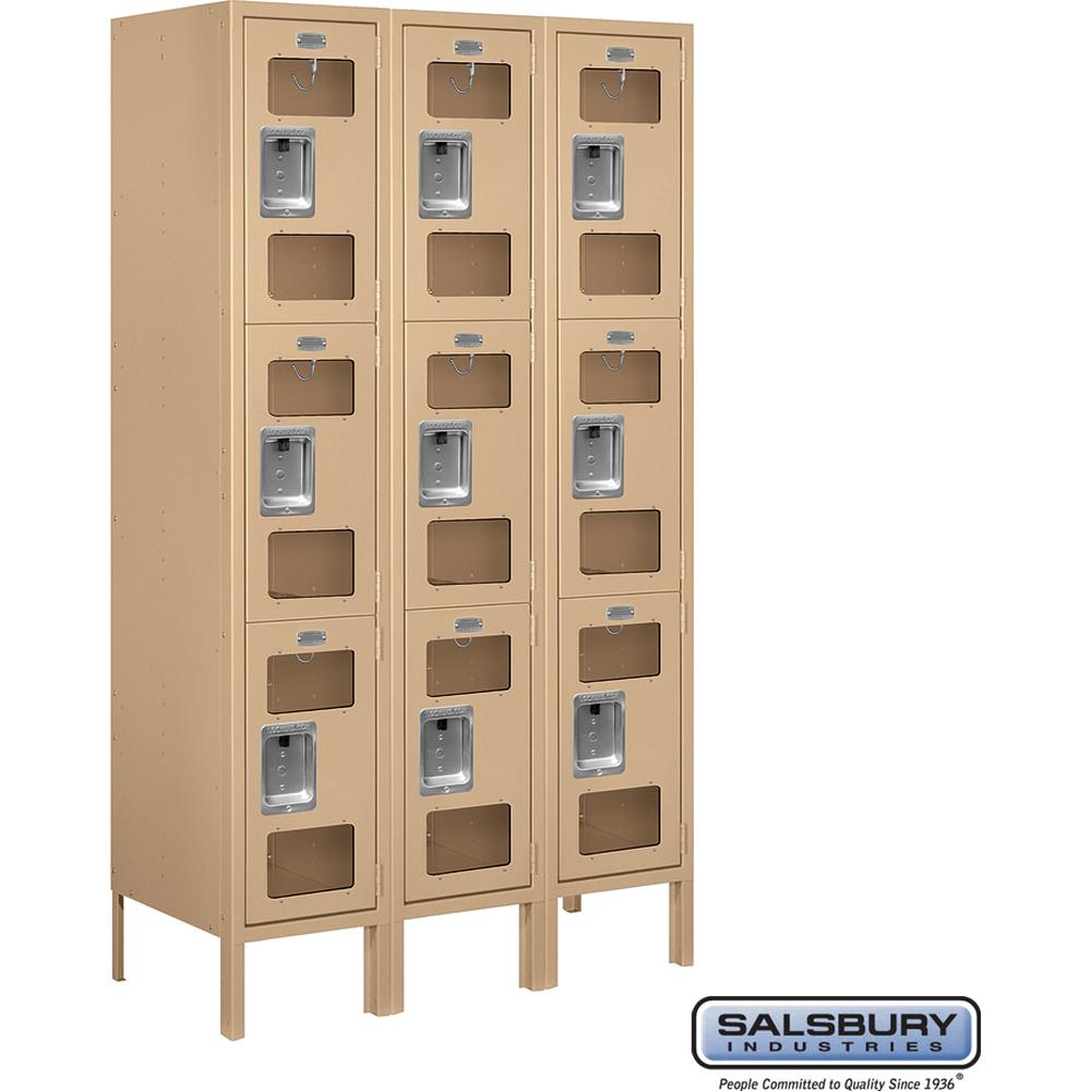 Salsbury 12" Wide Triple Tier See-Through Metal Locker - 3 Wide - 5 ...