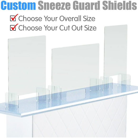 Custom Size Sneeze Guard Shield Counter Barriers - Choose Your Overall ...