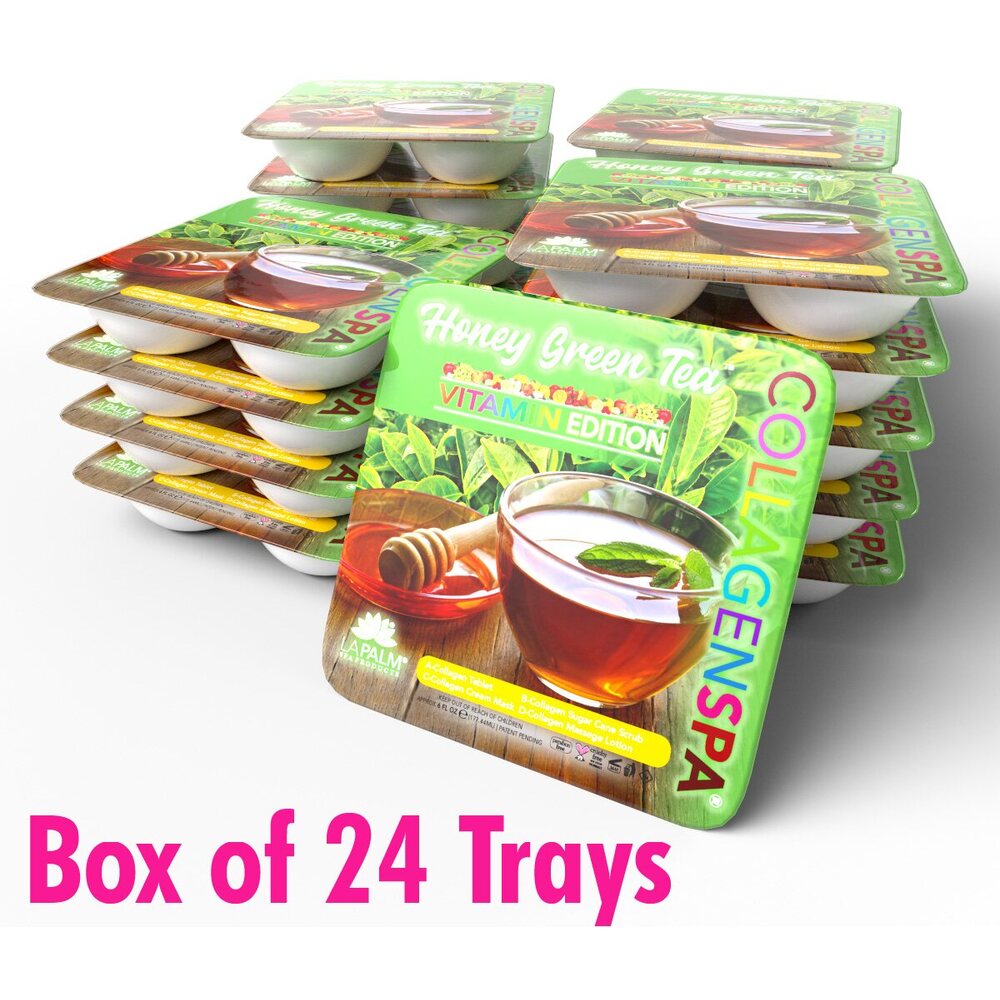 La Palm Collagen Spa 4 Step Pedi Tray - Honey Matcha Green Tea / 24 Tr ...