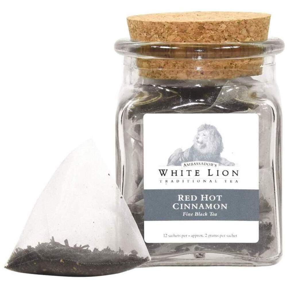 White Lion Tea - Red Hot Cinnamon Black Tea / 12 Count Jar of Pyramid ...